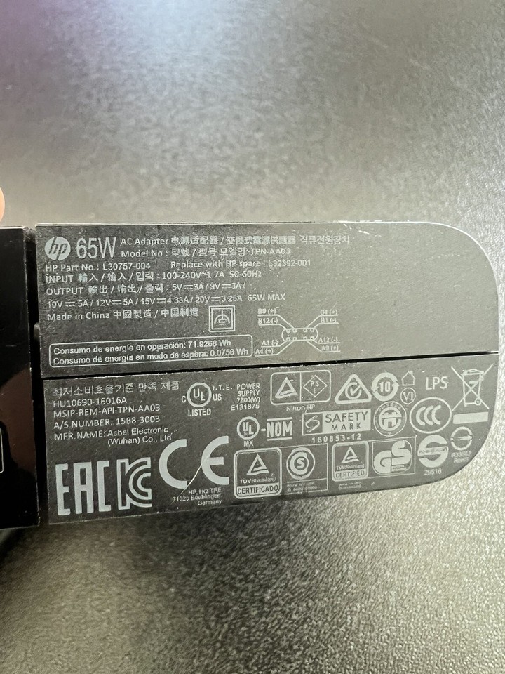 Hp OEM Charger 65w Ac Adapter Model Number Tpn-aa03 USB-c | eBay