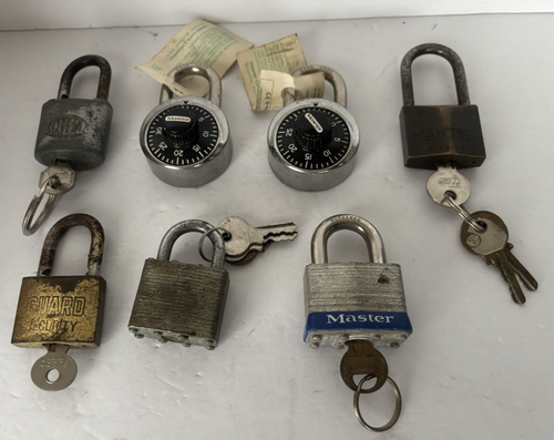 Vintage Lot of 2 Combinations Locks (Master) & 5 Padlocks w/Keys ...
