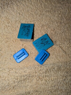 VINTAGE 1976 Milton Bradley SWAT Game two blue pawns and holders only ...