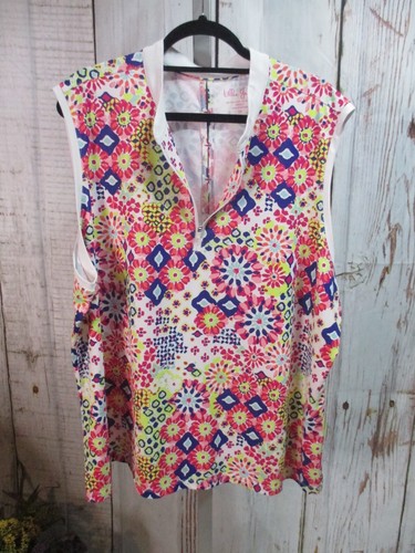 NWT LILLIE GREEN 3X UPF 50 Multi Color Floral Colored Zip Shirt Golf ...