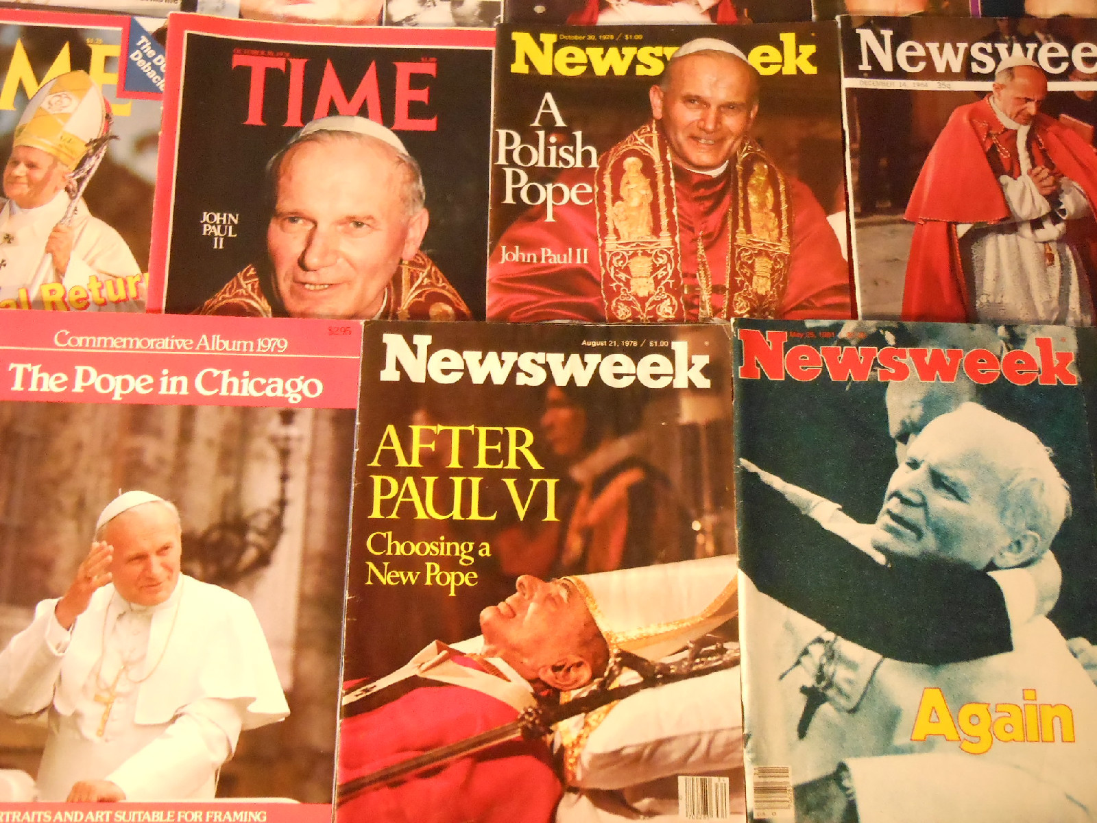LOT OF 11 POPE MAGAZINES TIME NEWSWEEK U.S. NEWS JOHN PAUL II PAUL VI ...