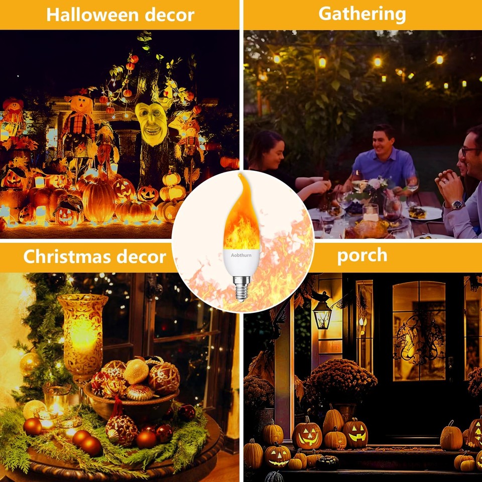 Flickering Light Bulbs, 3 Modes LED Flicker Effect Light Bulb, E12 Base ...