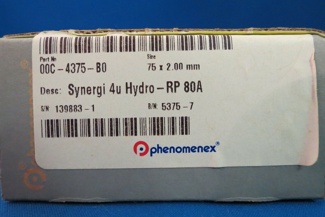 Phenomenex Synergi Hydro RP LC Column 80Å 4µm 2.0 x 75mm 00C-4375-B0 ...