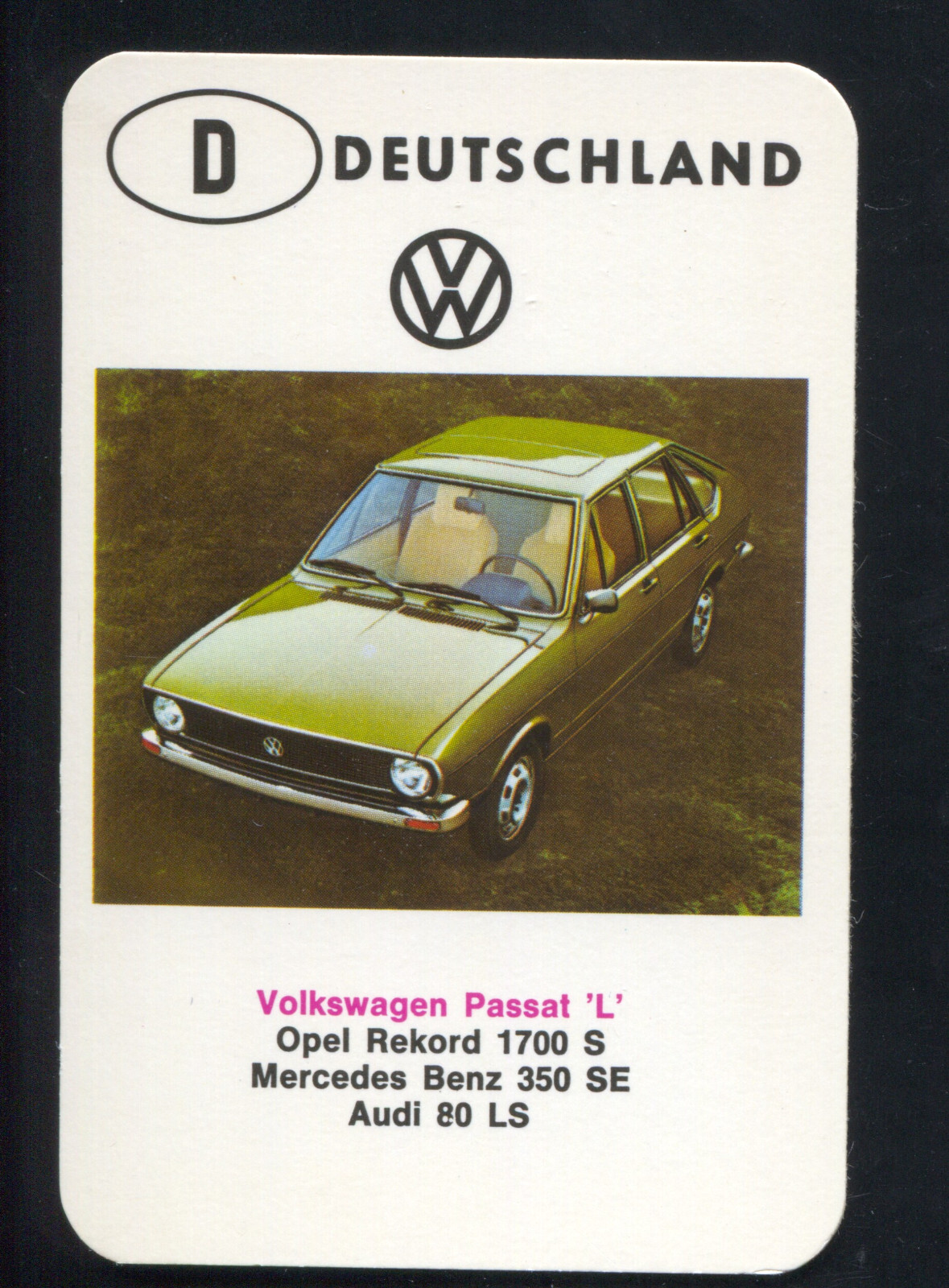 Volkswagen Passat L Kwartet card/Quartet card/Spielkarte Trading Card ...