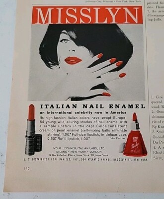1963 red Misslyn Italian nail enamel polish lipstick in cap vintage ...