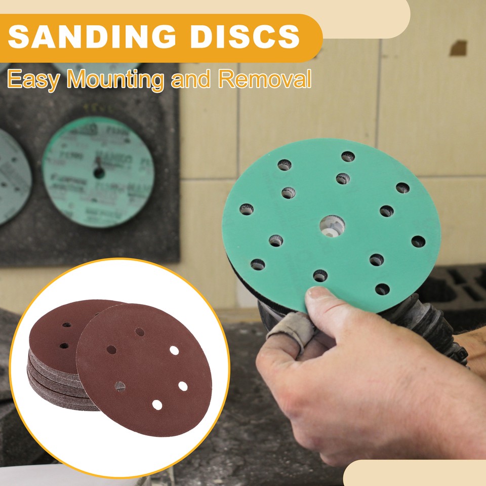 50 Pcs 240Grit Universal Sanding Discs-Round Hook Loop Sandpaper-White ...