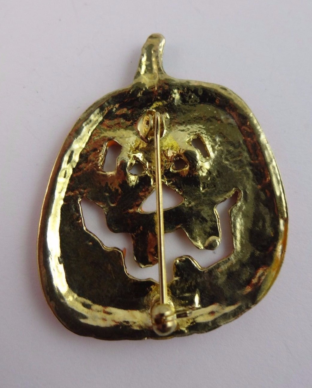 Pumpkin Pin Halloween Brooch Jack o' Lantern Orange Safety Clasp For ...