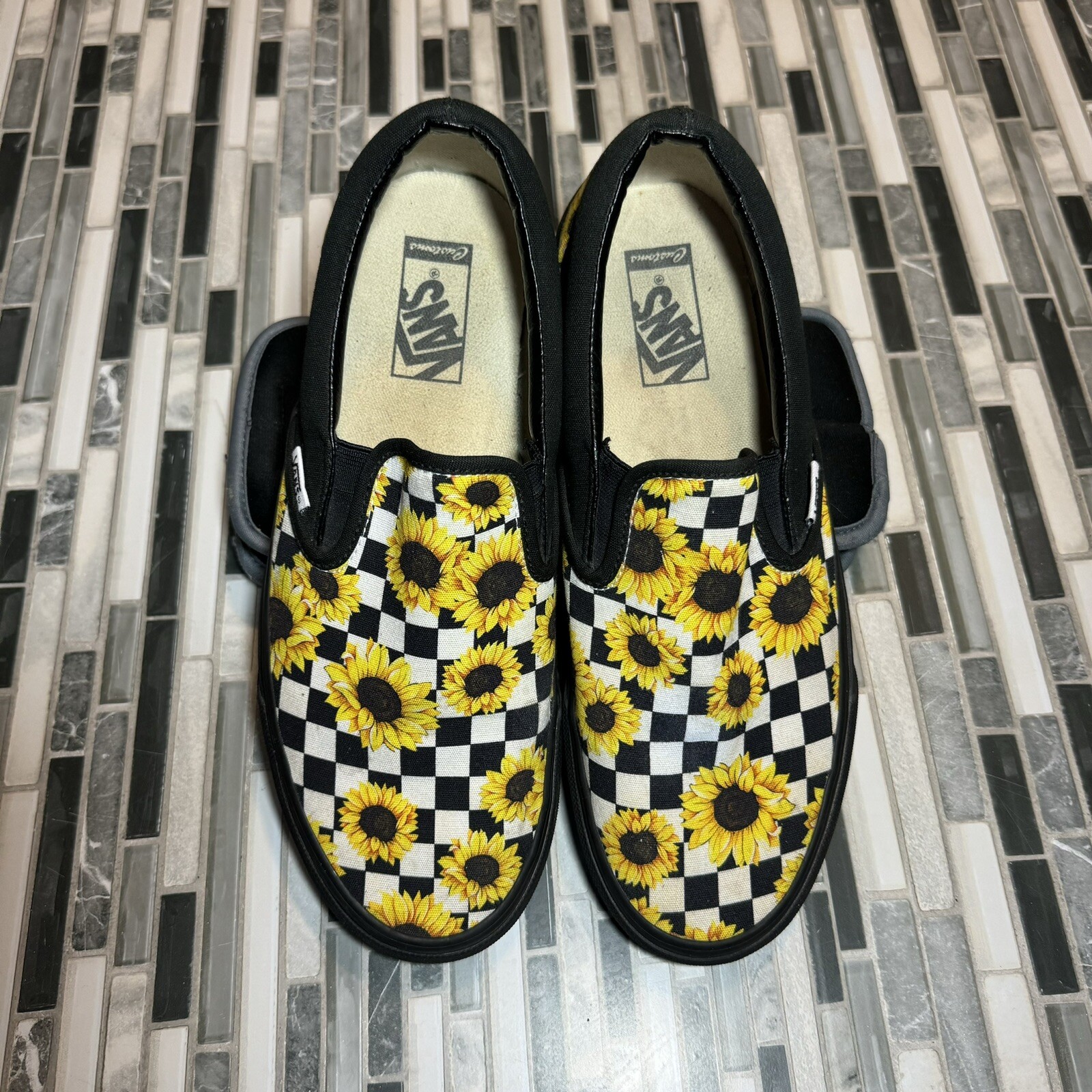 RARE* VANS Old School Check W/Custom Sunflowers & All… - Gem