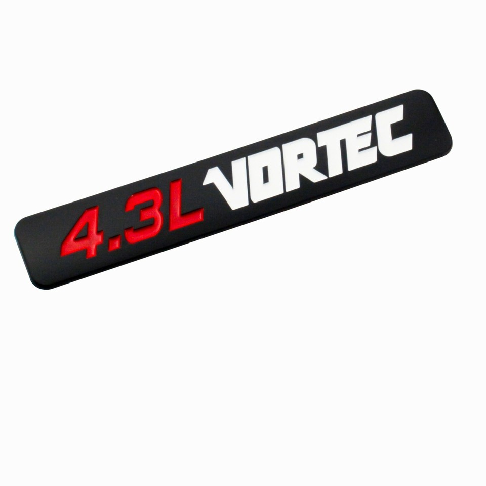 2x OEM Black 4.3L Vortec Hood 4.3 L Emblems Engine Badge Black Red ...
