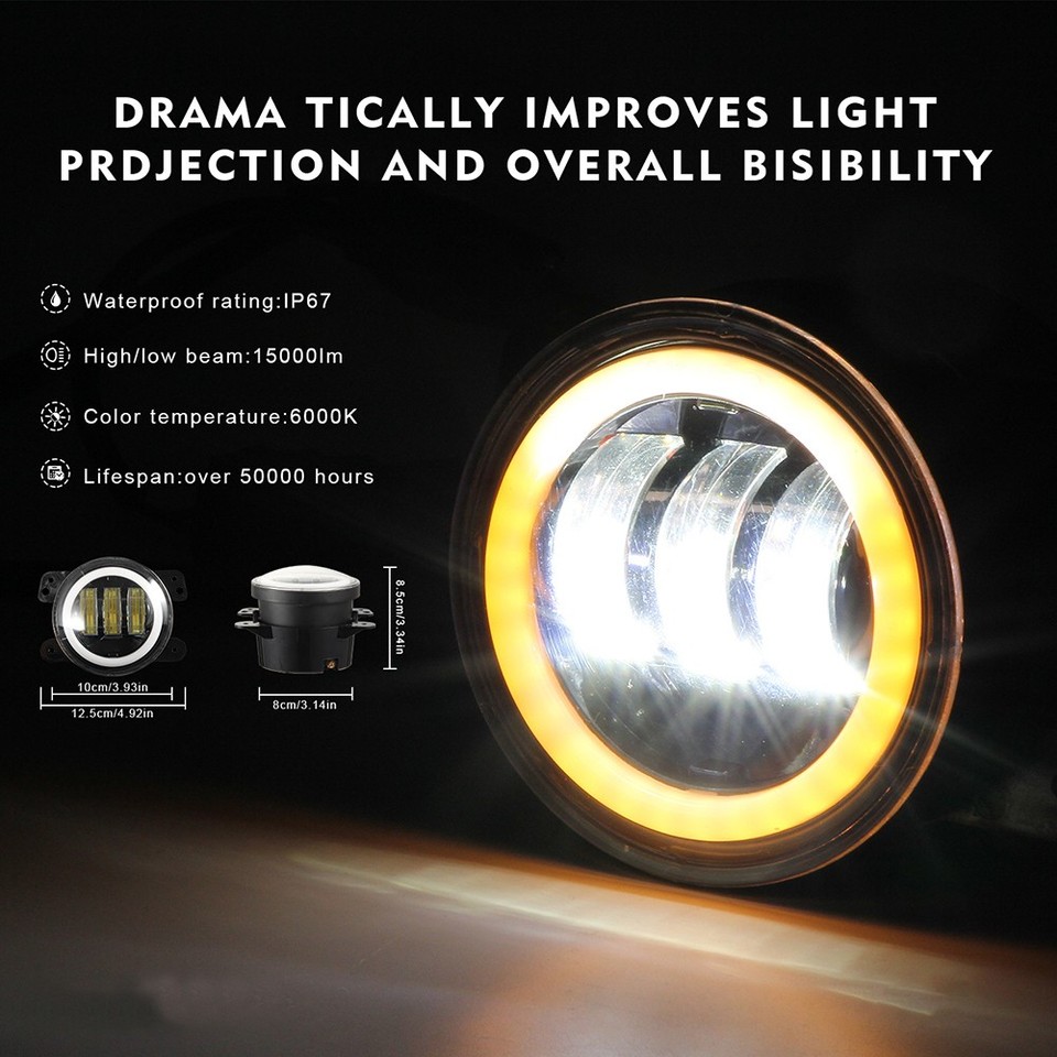 2x 4" Inch LED Fog Lights Front Bumper Driving Lamp for Jeep Wrangler ...