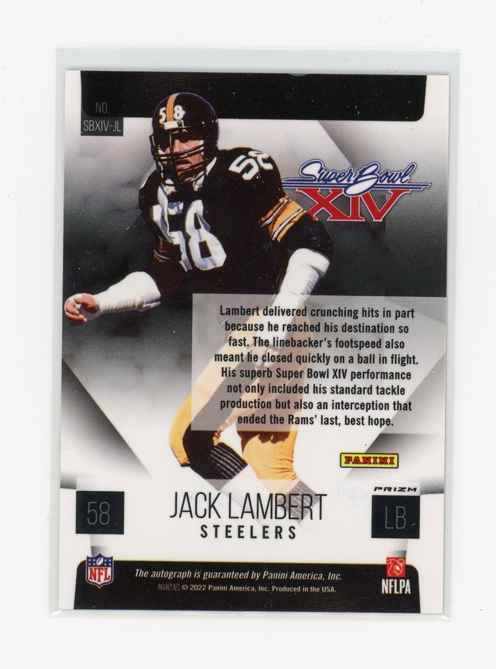 2022 Panini JACK LAMBERT Super Bowl XIV Silver Prizm Auto #SBXIV-JL | eBay
