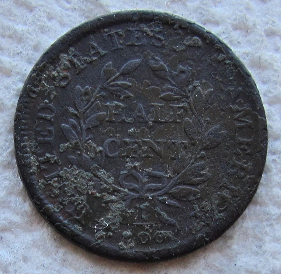 1808 1/2C BN Draped Bust Half Cent Rare Key Date Type Coin Fine VF ...