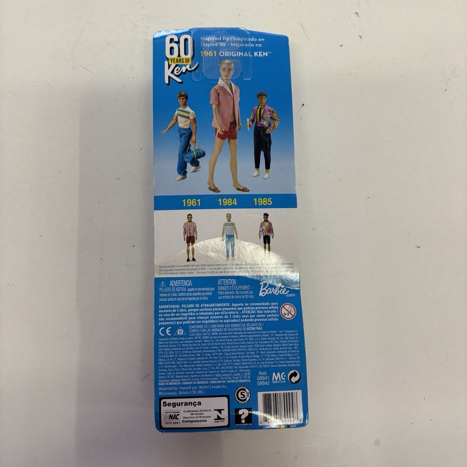 Ken 60th Anniversary Doll Throwback Retro Beach Look Swimsuit Mattel ...