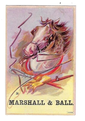 c1890 Victorian Trade Card Marshall & Ball Clothiers, Horse & Swords | eBay