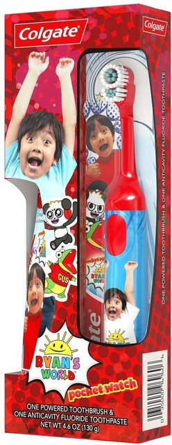 2x Ryans World Colgate Kids Toothpaste and Battery Powered Toothbrush ...