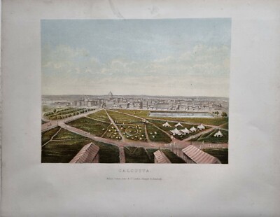 1878 ANTIQUE LITHOGRAPH PRINT BIRDSEYE VIEW CALCUTTA INDIA | eBay