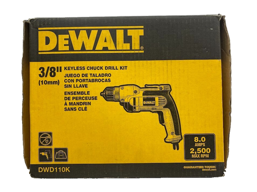 DeWalt DWD110K 3/8" (10mm) VSR Pistol Grip Drill Kit with Keyless Chuck ...