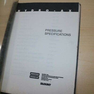 PRENTICE BLOUNT HYDRO-AX Skidder Hydraulic Service specification Manual ...