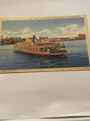 Ferry, City Of Norfolk Between Norfolk & Portsmouth, Va. Postcard ...