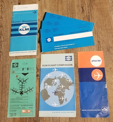 Lot KLM ROYAL DUTCH AIRLINES Boarding Pass Price List Passenger Ticket ...