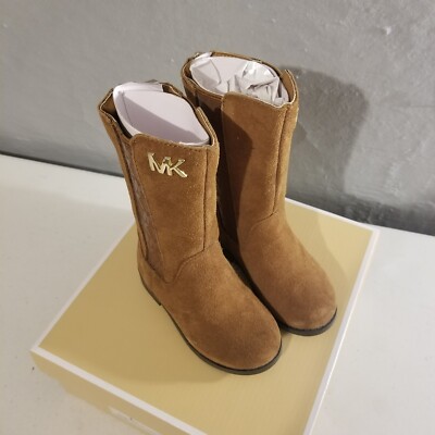 Michael Kors Emma Chey TODDLER Girl's size 5 Caramel Suede Logo Detail ...