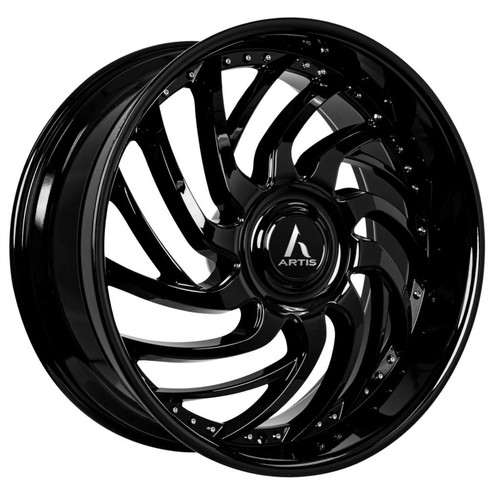 24 inch 24x10 Artis Vantage XL Full Black wheels rims 5x4.5 5x114.3 +35 ...