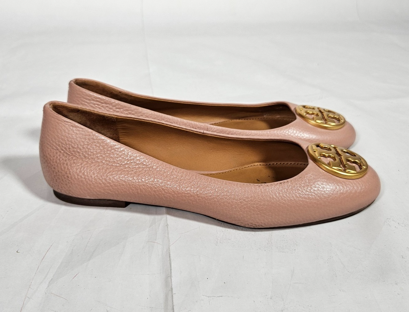 Tory Burch Chelsea Seashell Pink Flats Women's Size 5.5 Leather Loafers ...