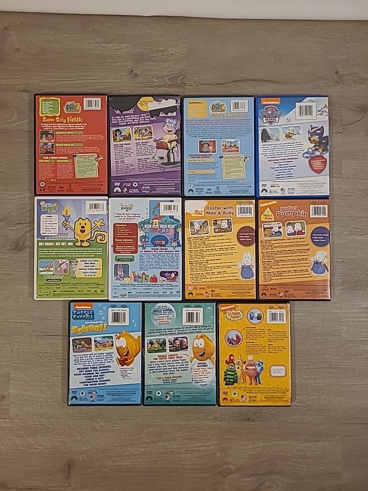 Nickelodeon Nick Jr Kids DVD Lot of 11 Dora Max Ruby Paw Patrol Wubbzy ...