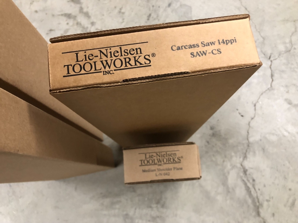 Lie Nielsen boxes fron No7 carcass saw tenon saw and med shoulder plane ...
