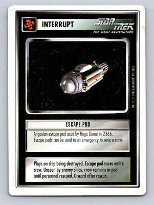 Star Trek CCG Interrupt Escape Pod Black Boarder Card STNG TNG Gaming ...