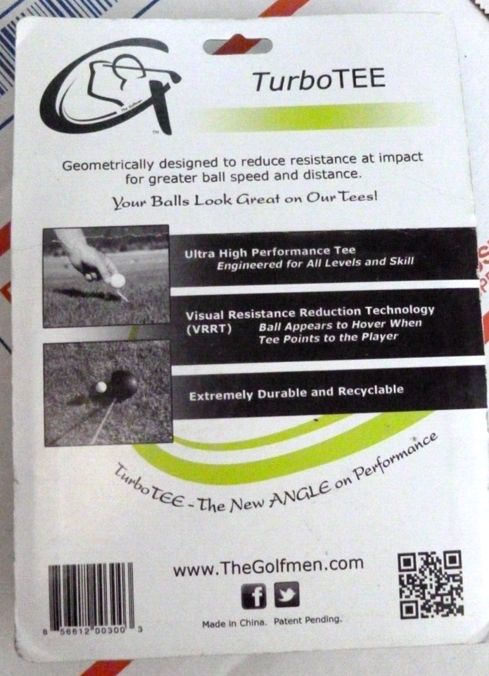 The Golfmen 12 TurboTEE Driver Tees Pack and Mat Plug Angle Performance ...