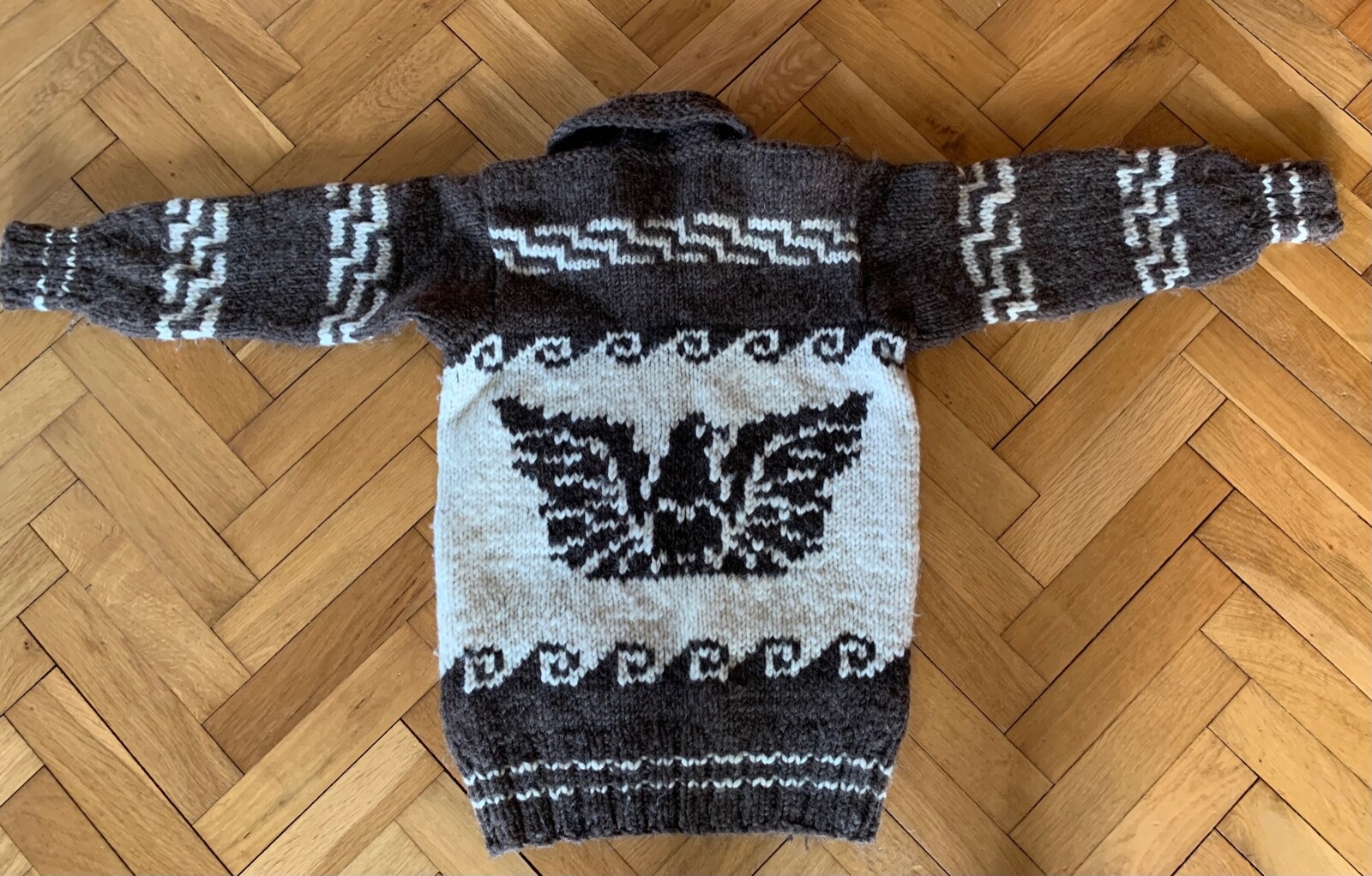 GENUINE Cowichan Native Indian Coast Salish Hand Knit Sweater Raw Wool ...