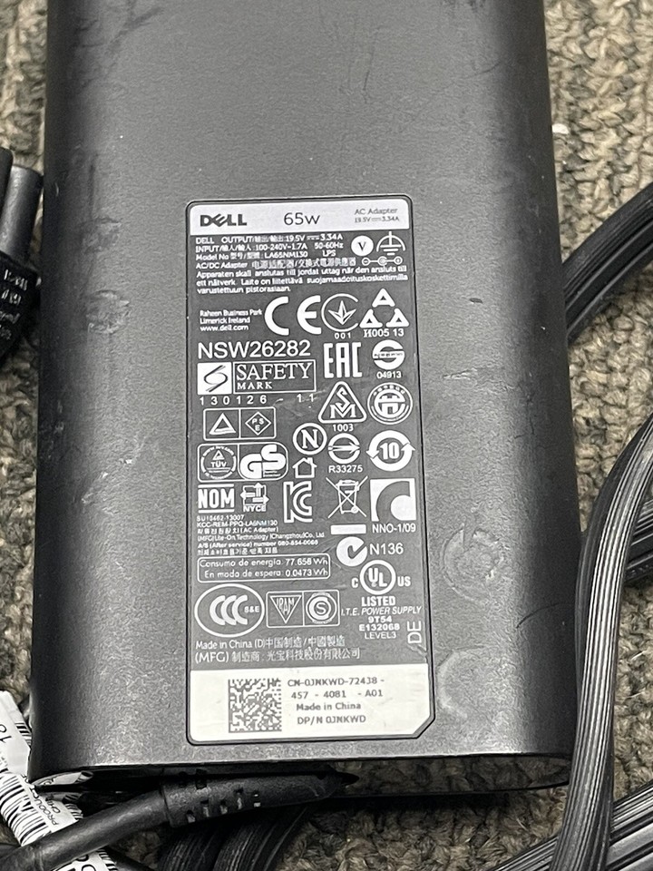 OEM Dell 65W Laptop Charger AC Adapter LA65NM130 Inspiron Latitude 19 ...