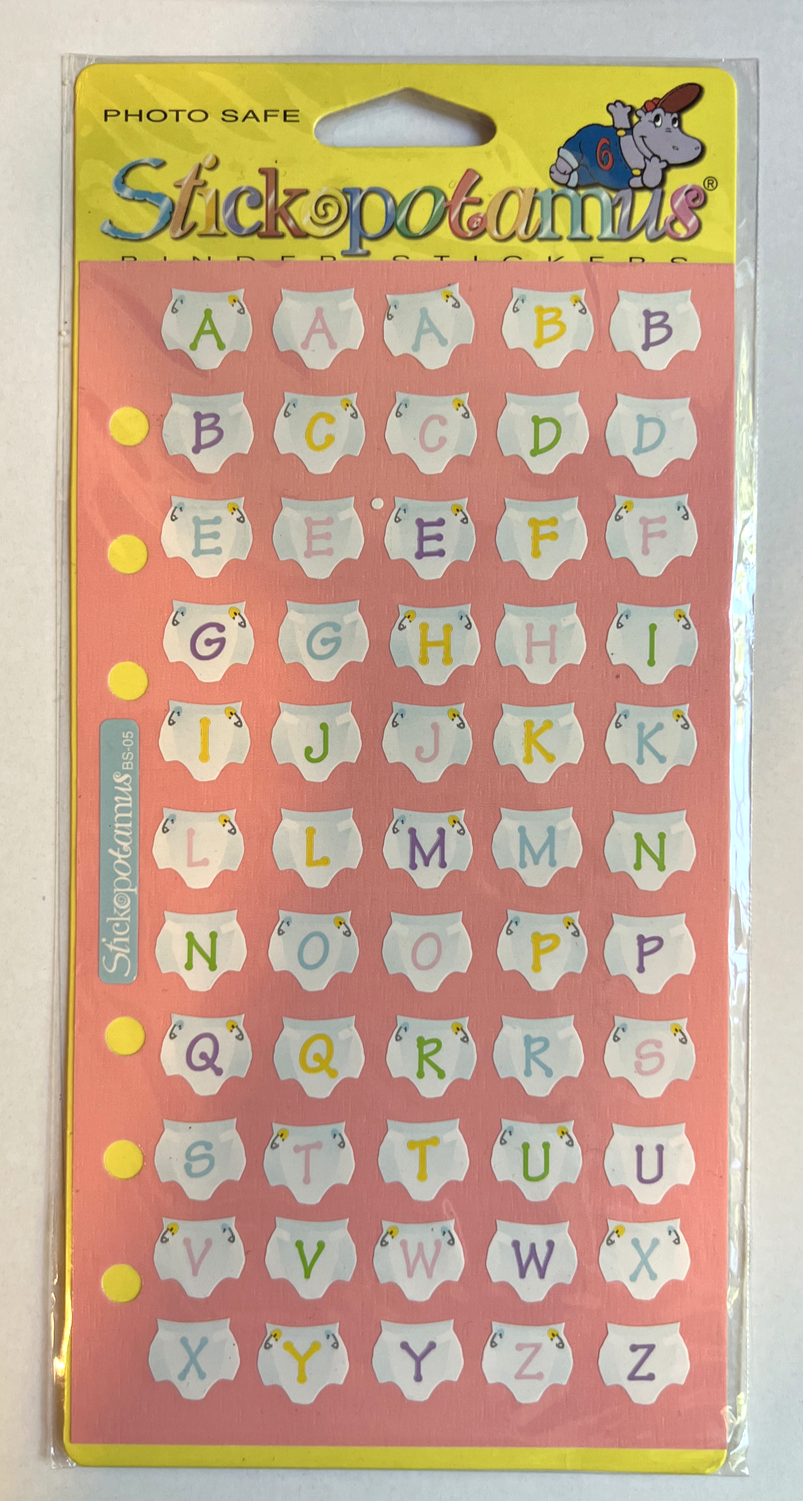 Stickopotamus Sticko Diapers Alphabet Alphas Colorful Letters Scrapbook ...