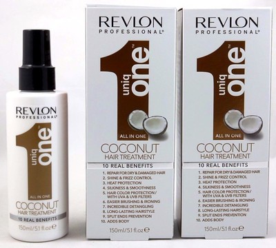 REVLON UNIQ ONE 10 IN 1 COCONUT HAIR TREATMENT 2 5.1 OZ SPRAY BOTTLES ...