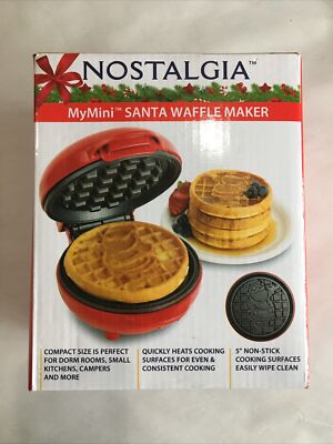 Nostalgia Mini Santa Waffle Maker NIB Non Stick Easy Clean | eBay