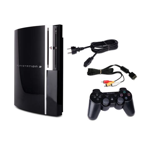 PS3 Console Fat 40 Jaune CECHG04 Noir Et Câble Électrique 3-Cinch Avec ...