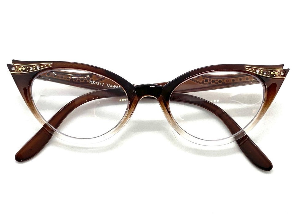 Classy Elegant 50s RETRO Cat Eye Style Clear Lens EYE GLASSES Pointy ...