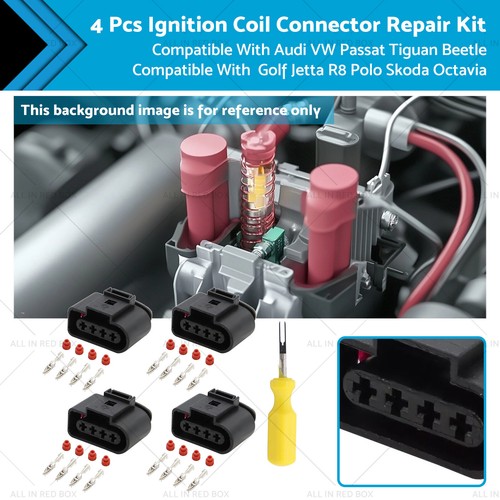 4x Ignition Coil Connector Repair Kit 4Way Female Suitable for Audi VW ...