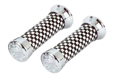 Alloy Checker Chrome Handlebar Grips with Eagle End Caps | eBay Australia
