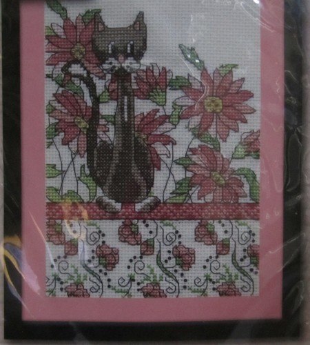 Design Works Counted Cross Stitch Picture Kit Pink FLORAL CAT 2806 5" x ...