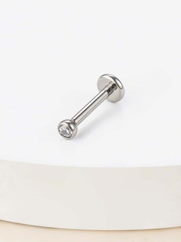 Pure 10K White Gold With Shiny Round Natural Real Diamond One-Side Stud ...