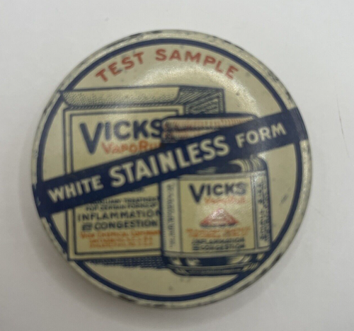 Vintage - VICKS VAPORUB White Stainless Form Sample Tin Advertising ...