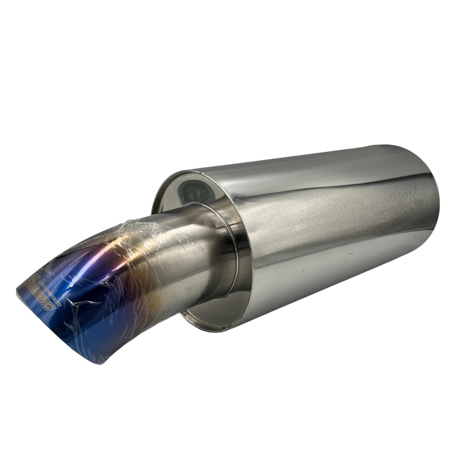 JS Racing Muffler Exhaust Alloy Stainless Steel Inlet 2.5 in Outlet 3 ...