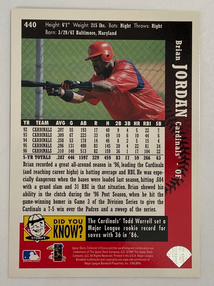 1997 Upper Deck CC #440 Brian Jordan St Louis Cardinals | eBay