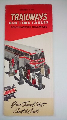 TRAILWAYS BUS TIME TABLES-1951 SOUTHEASTERN TRAILWAYS | eBay
