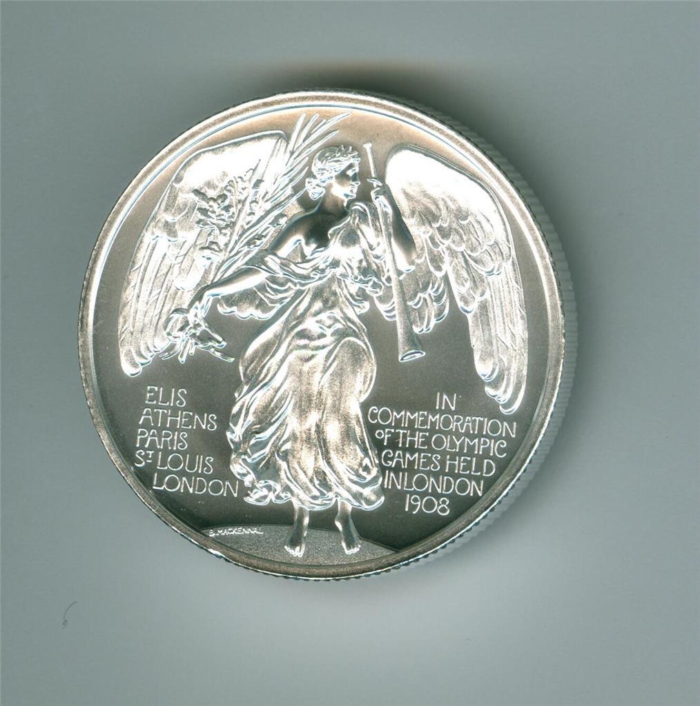 U.S. 1908 SUMMER OLYMPIC MEDAL TRIBUTE 2 OZ .999 HIGH RELIEF SILVER ...