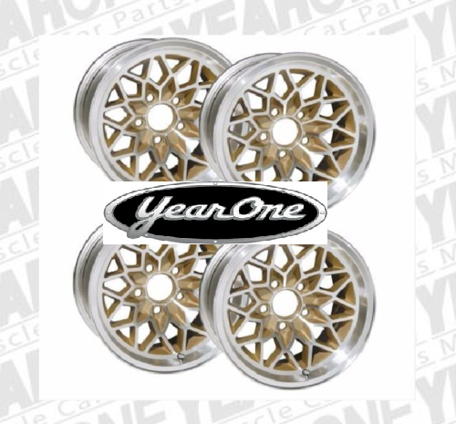 NEW 17x9 1970-1981 Gold PONTIAC Firebird Trans AM Snowflake Wheels. SET ...