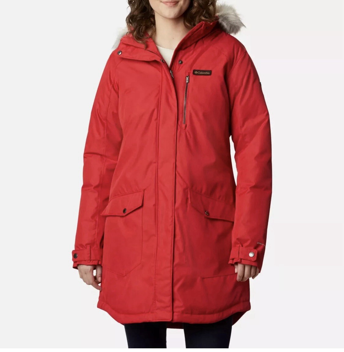 Columbia L Suttle Mountain Long Hooded Jacket Red Lilly Size Small | eBay