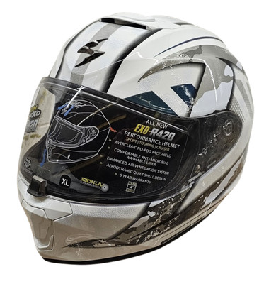 Custom Scorpion Exo-r420 Full-face Helmet Distiller White/silver Xl W75 ...